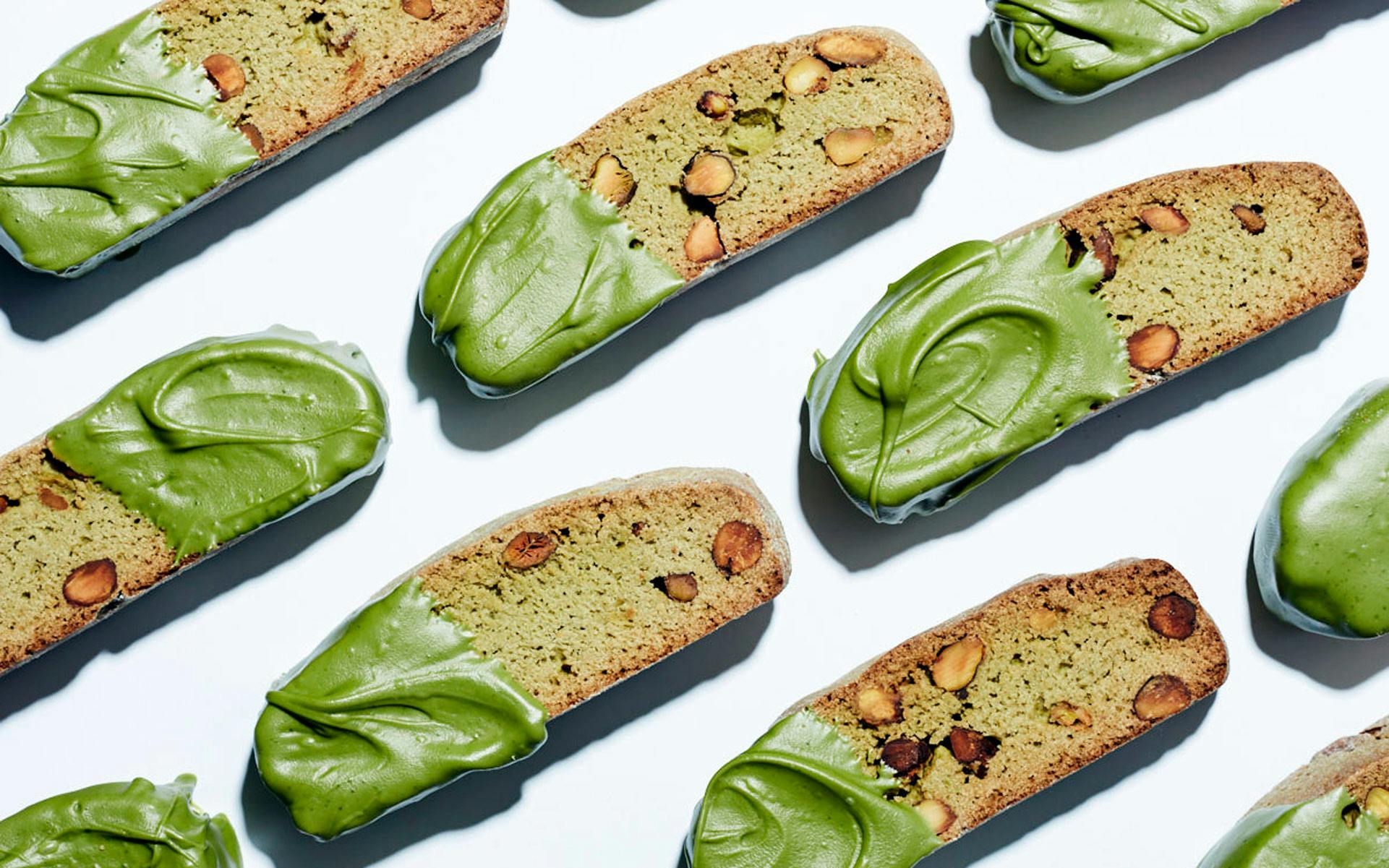 Recipe: Cannabis-infused matcha, lemon, and pistachio biscotti
